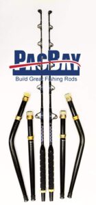 xcaliber marine pair of 6' 50-80 lb pro tournament series saltwater trolling rods includes bent and straight butt