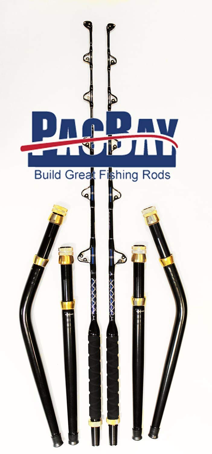 Xcaliber Marine Pair of 6' 50-80 LB PRO Tournament Series Saltwater TROLLING RODS Includes Bent and Straight Butt