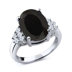 gem stone king 925 sterling silver black onyx engagement ring for women (4.30 cttw, gemstone birthstone, available in size 5, 6, 7, 8, 9)