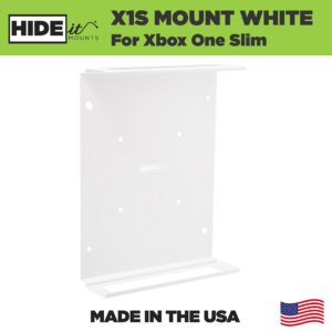 HIDEit Mounts X1S Wall Mount for Xbox One S - Patented in 2019, Made in USA - White Steel Mount for Xbox One S to Safely Store Your Xbox One S on Wall Near or Behind TV