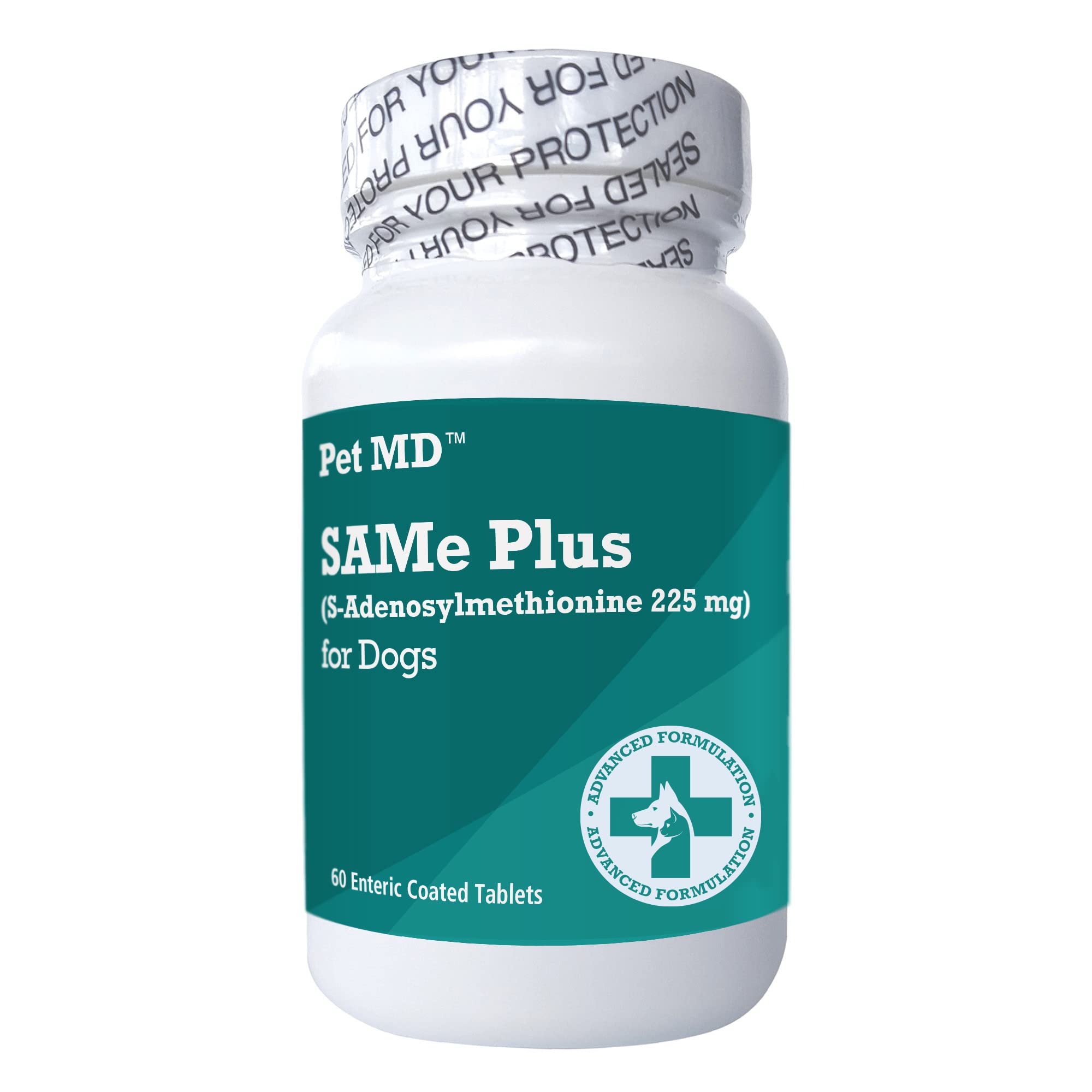 Pet MD SAMe Plus S-Adenosyl for Dogs 225 MG Hepatic Liver Supplement and Cognitive Support - 60 Count