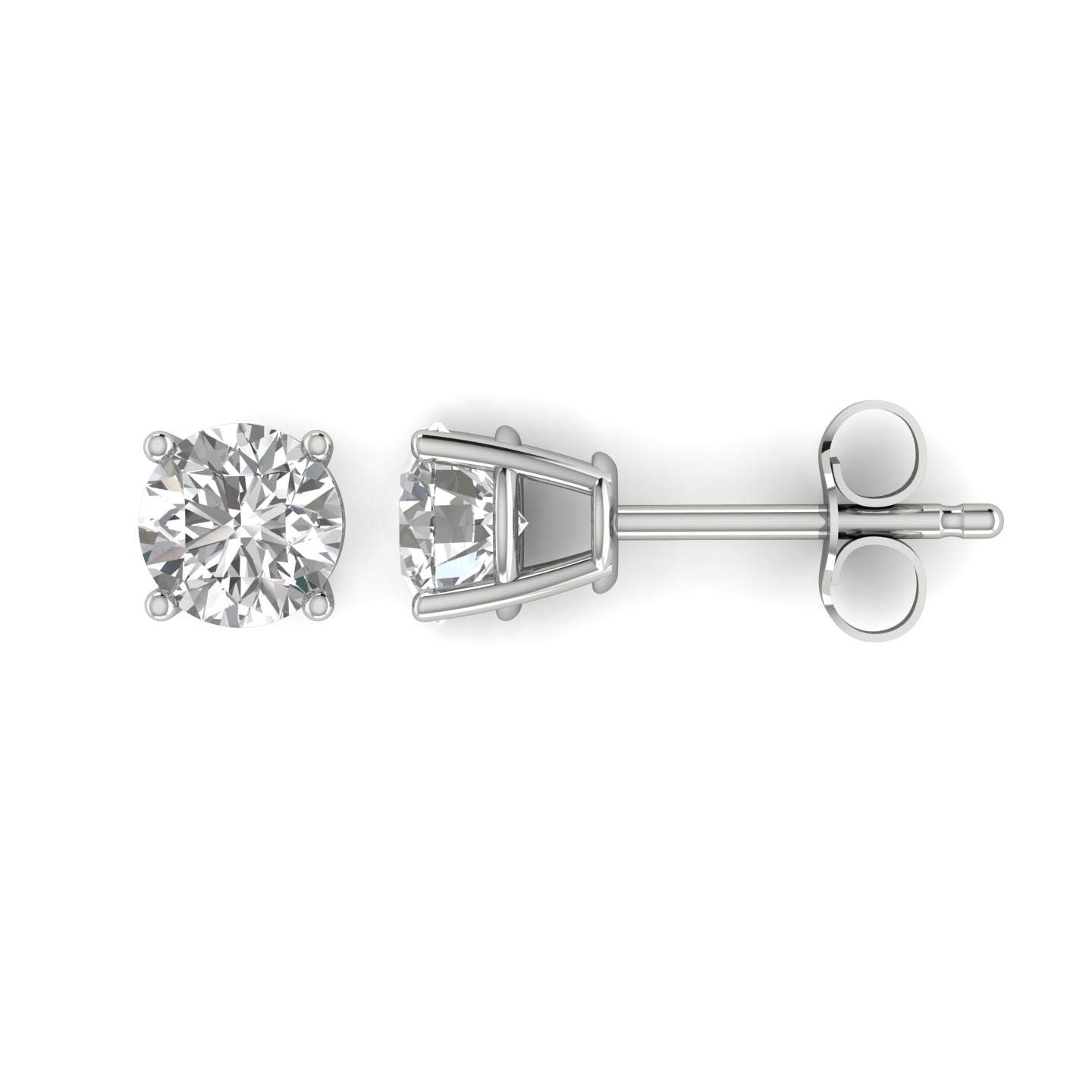 1/2 Carat TW Round Diamond Stud Earring 14k White Golld or Yellow Gold (J-K, I2-I3)