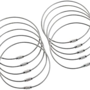 bayite BYT-WKC-054 10 Inch Stainless Steel Wire Keychains 2mm Cable Key Rings Heavy Duty Pack of 10