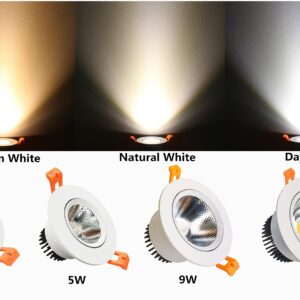 LightingWill 2inch LED Dimmable Downlight, 3W COB Recessed Ceiling Light, Daylight White 5500K-6000K, CRI80, 25W 220LM Halogen Bulbs Equivalent, White (10 Pack)