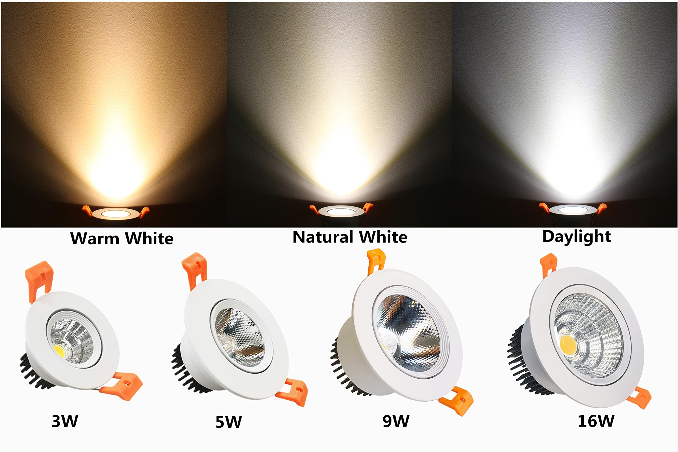 LightingWill 2inch LED Dimmable Downlight, 3W COB Recessed Ceiling Light, Daylight White 5500K-6000K, CRI80, 25W 220LM Halogen Bulbs Equivalent, White (10 Pack)