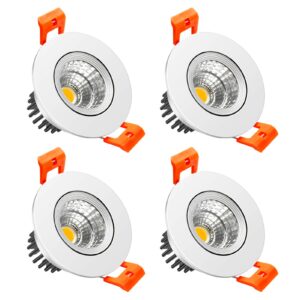 lightingwill 2inch led dimmable downlight, 3w cob recessed ceiling light, natural white 4000k-4500k, cri80, 25w 220lm halogen bulbs equivalent, white (4 pack)