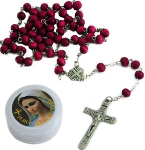 red rose scented rosary beads catholic necklace christian pendant prayer blessed wood long israel