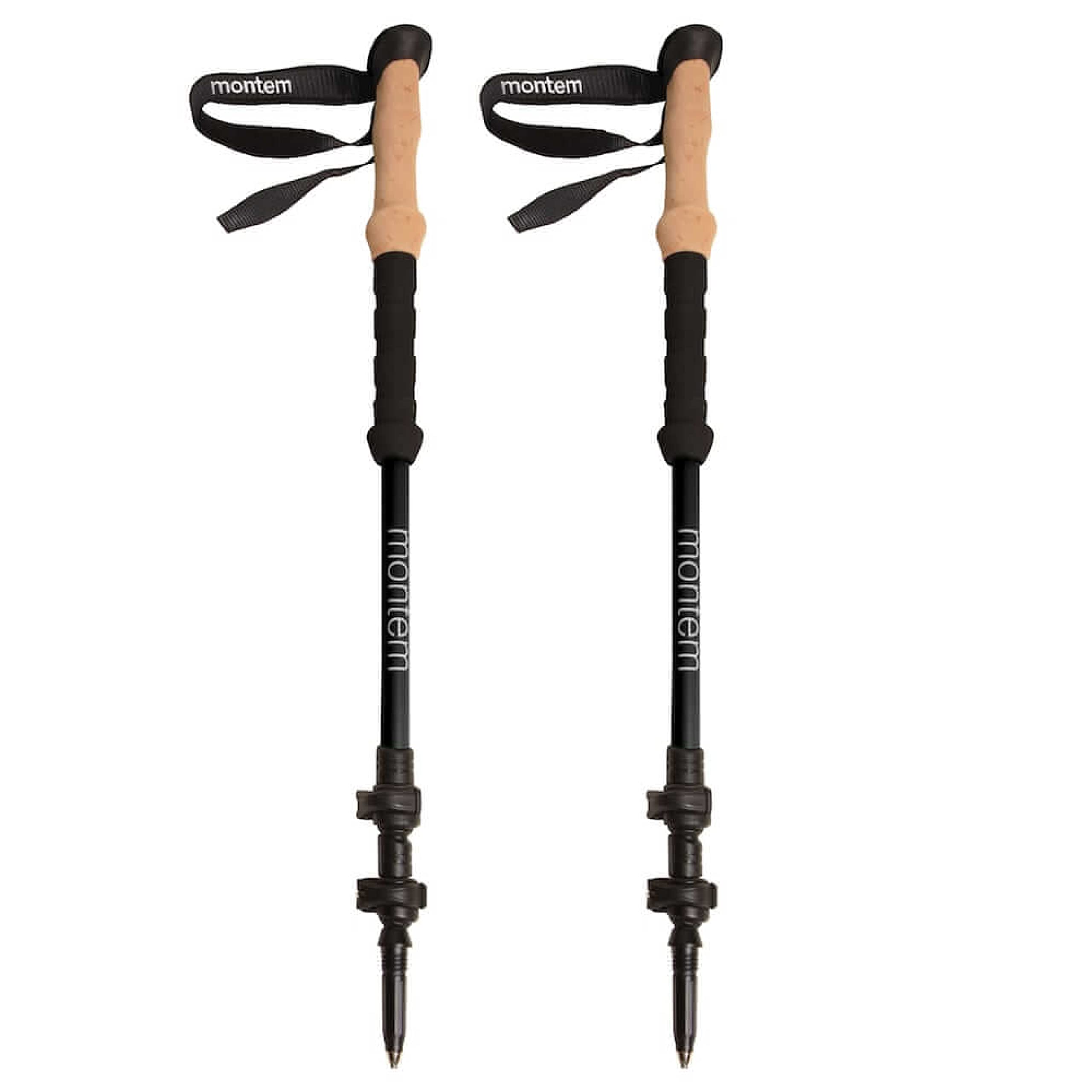 Montem Ultra Strong Trekking, Walking, and Hiking Poles - One Pair (2 Poles) - Collapsible, Lightweight, Quick Locking, and Ultra Durable (Black Matte)