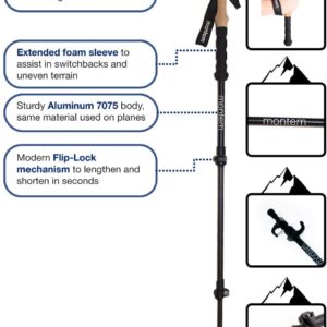 Montem Ultra Strong Trekking, Walking, and Hiking Poles - One Pair (2 Poles) - Collapsible, Lightweight, Quick Locking, and Ultra Durable (Black Matte)