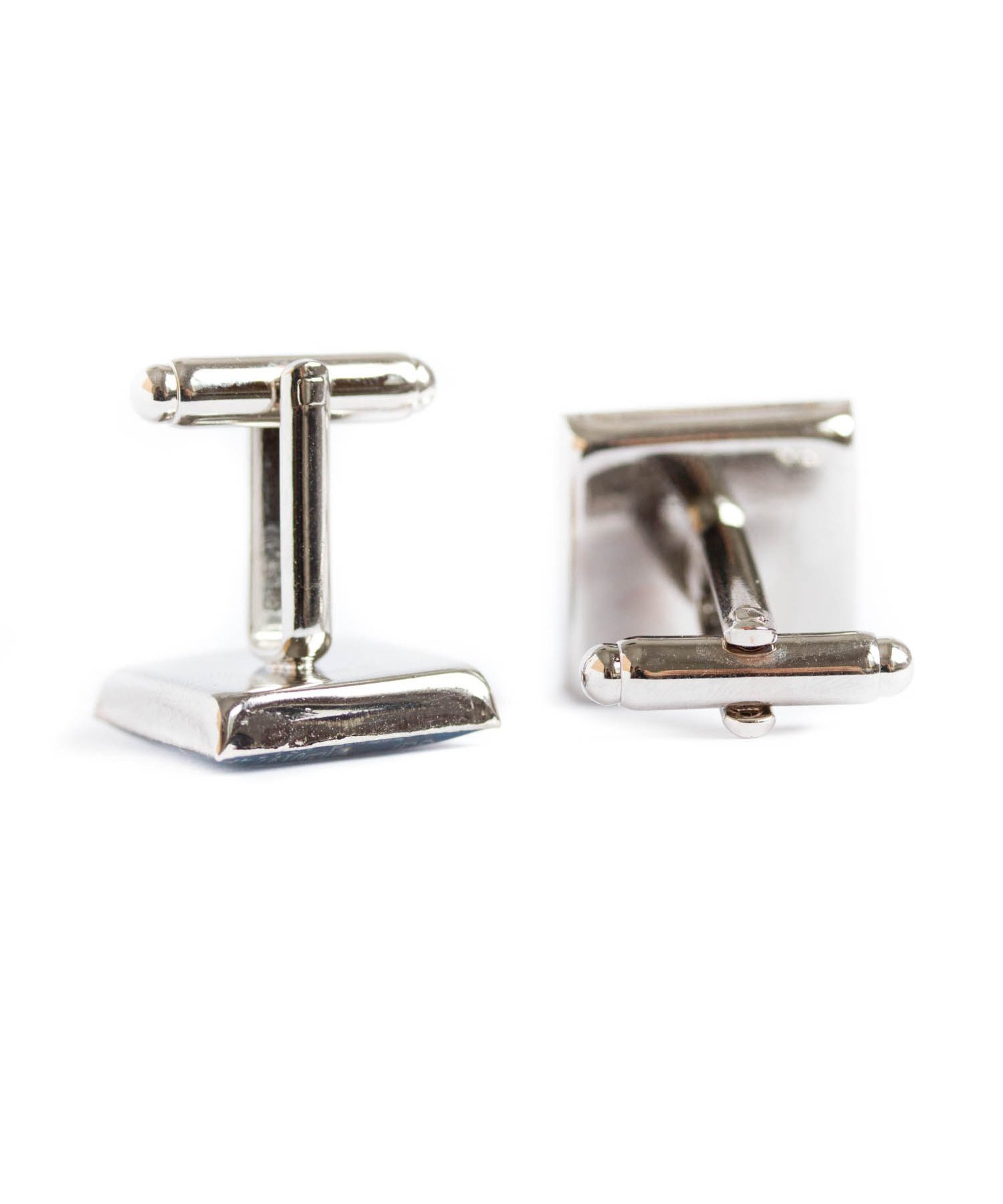 Unique Cufflinks and Tie Clip set, recycled circuit board jewelry for men (Blue)