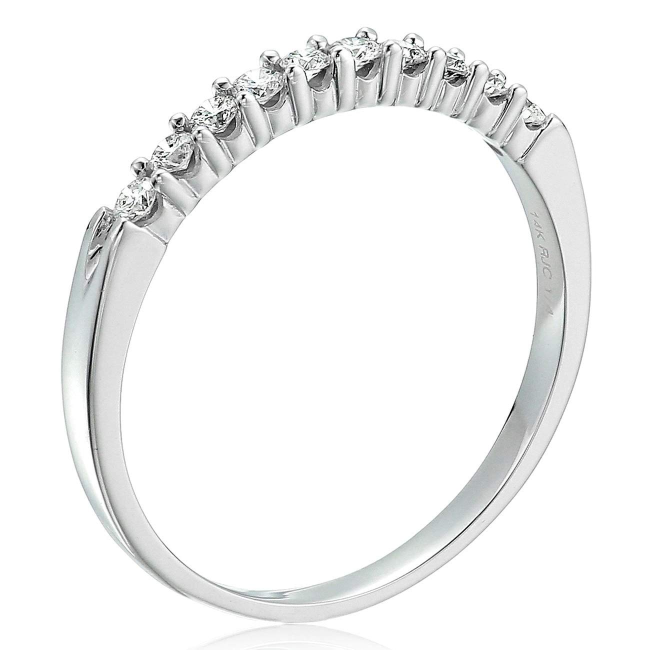 Vir Jewels 1/3 cttw Round Diamond Wedding Band for Women in 14K White Gold, 10 Stones Prong Set, Size 5