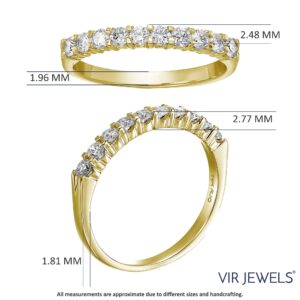 Vir Jewels 1/2 carat (ctw) Diamond Wedding Anniversary Band for Women, Round Diamond Engagement Ring 14K Yellow Gold 10 Stones Prong Set 0.50 cttw I1-I2, Size 8