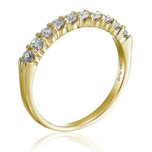 Vir Jewels 1/2 carat (ctw) Diamond Wedding Anniversary Band for Women, Round Diamond Engagement Ring 14K Yellow Gold 10 Stones Prong Set 0.50 cttw I1-I2, Size 8