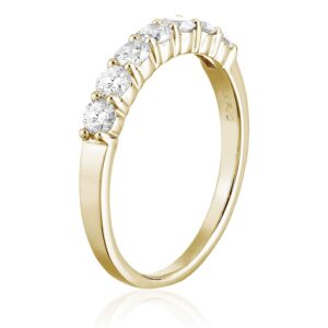 Vir Jewels 3/4 cttw Diamond Wedding Anniversary Band for Women, Round Diamond Engagement Ring 14K Yellow Gold 7 Stones Prong Set, Size 8