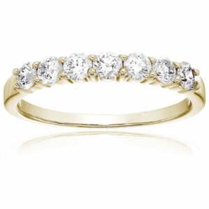 vir jewels 1/2 carat (ctw) diamond wedding anniversary band for women, round diamond engagement ring 14k yellow gold prong set 0.50 cttw, size 9