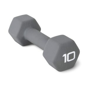 cap barbell neoprene coated dumbbell weight, single, 10 lb, gray