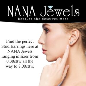 NANA Jewels Jewels Round CZ Stud Earrings SS316 Surgical Steel & Sterling Silver Cubic Zirconia - 10.0mm (8.00cttw) Platinum