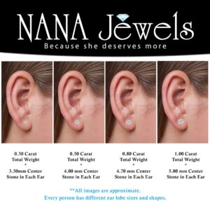 NANA Jewels Jewels Round CZ Stud Earrings SS316 Surgical Steel & Sterling Silver Cubic Zirconia - 10.0mm (8.00cttw) Platinum