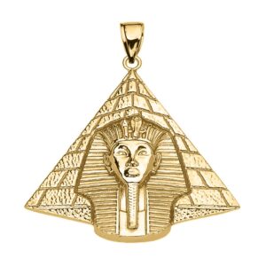 egyptian ankh crosses unique 14k yellow gold pharaoh king tut (tutankhamun) pyramid pendant