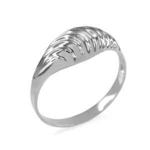 sideways crosses .925 sterling silver glamorous ribbed and domed tapered band style statement ring - size 6