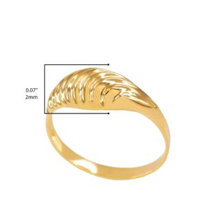 Modern Contemporary Rings 14K Yellow Gold Glamorous Ribbed and Domed Tapered Band Style Statement Ring - Size 9