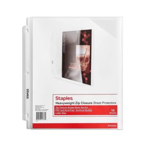 staples 951444 medium weight sheet protectors 8.5-inch x 11-inch clear 10/pack (23259)