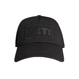 yeti black on black patch trucker hat