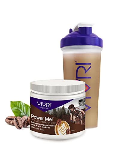 VIVRI Power Me! Caffe Latte | Natural Energy drink coffee | 30 Servings | With Green Tea, Yerba Mate, Guarana, Vitamins B12, B6, stevia, B Complex & Niacin tea | Add Water, Shake, & Enjoy