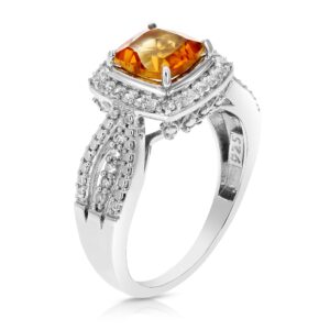 vir jewels 1.50 cttw pick your birthstone gemstone 7 mm cushion ring .925 sterling silver created citrine size 7