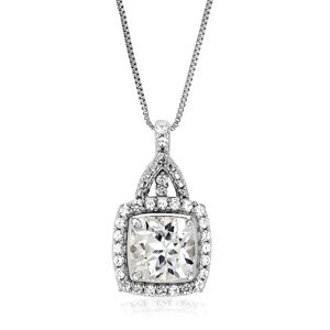 vir jewels 1.50 cttw pendant necklace, cushion cut created white sapphire pendant necklace for women in .925 sterling silver with rhodium, 18 inch chain, prong setting