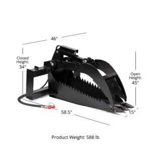 Titan Attachments Extreme Duty Stump Bucket Grapple Attachment, Universal Quick Tach Mounting Style, Ideal for Tree Stumps, Roots, Buried Rock, Single 3,000 PSI Cylinder