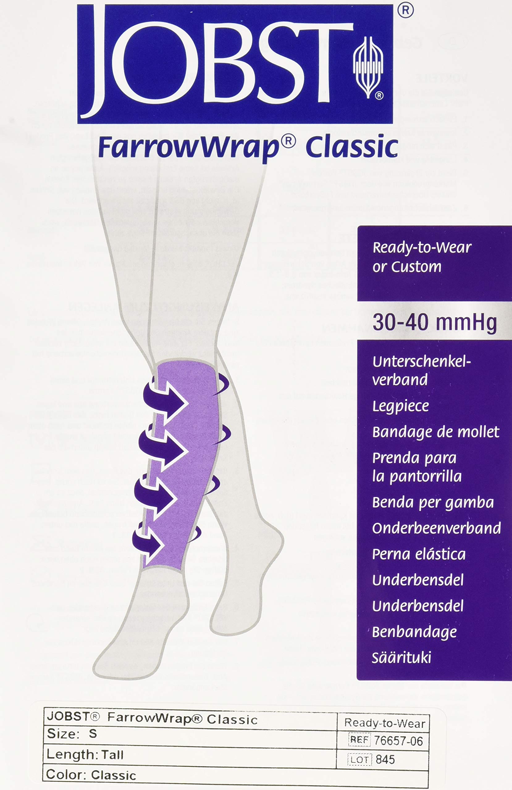 FarrowWrap Classic Legpiece, Tan with Compression Sock, BSN Jobst FarrowMed (Tall, Small)