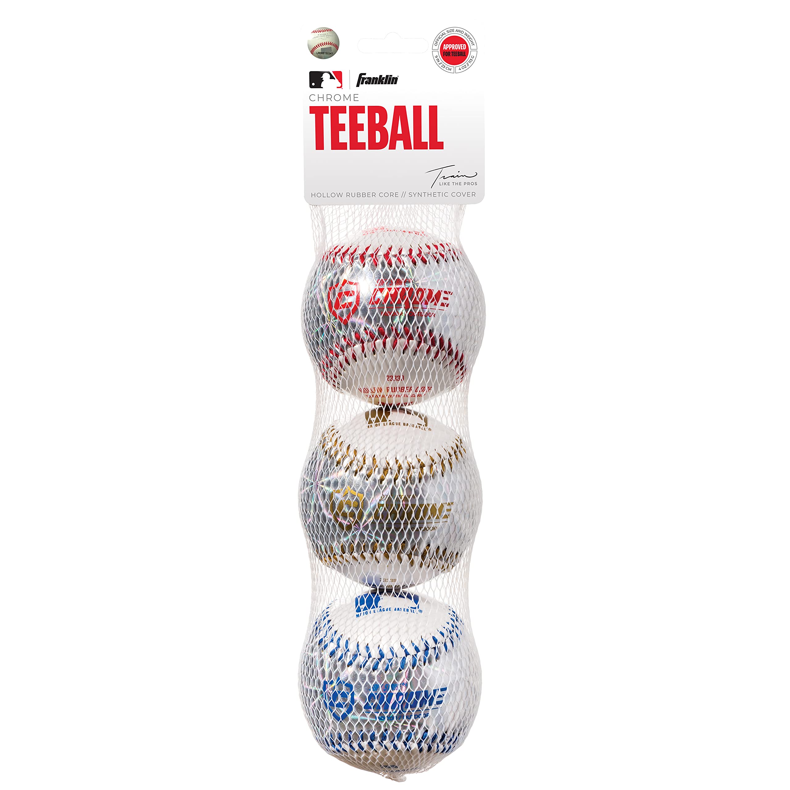 Franklin Sports - Soft Strike® - Hollow Core Chrome Teeball - MLB - Youth Tball - Baseball + Softball - Indoor & Outdoor Use