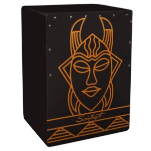 sawtooth harmony series hand stained spirit design satin black large cajon percussion box