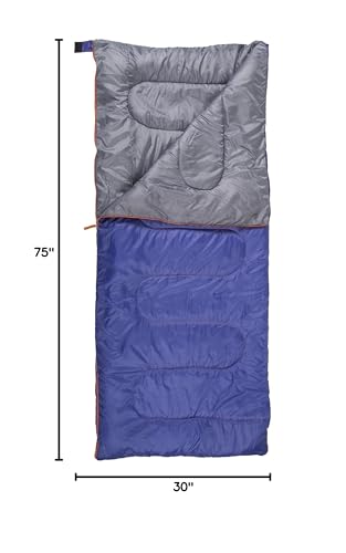 Stansport Redwood Rectangular 30" x 75" Sleeping Bag, Blue,Dark Green