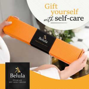 Premium Dry Brushing Body Brush Set by Belula- Natural Boar Bristle Body Brush, Exfoliating Face Brush & One Pair Bath & Shower Gloves. Free Bag & How To – Great Gift For A Glowing Skin & Healthy Body