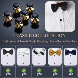 HAWSON Men’s Cufflinks and Tuxedo Studs Set with Gift Box; Men’s Jewelry or Accessories Suitable for Black Suit White Shirts Vest and Red Bow tie on Wedding or Anniversary and Birthday