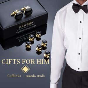 HAWSON Men’s Cufflinks and Tuxedo Studs Set with Gift Box; Men’s Jewelry or Accessories Suitable for Black Suit White Shirts Vest and Red Bow tie on Wedding or Anniversary and Birthday