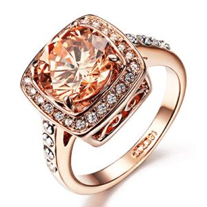 acefeel yellow shinning cubic zirconia topaz rings for women 18k rose gold plated (yellow, 7.5)