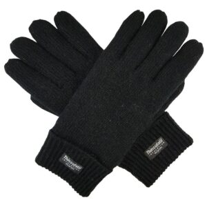 BRUCERIVER Men Pure Wool Knitted Gloves with Thinsulate Lining Size L/XL (Black)