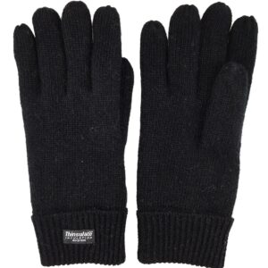 BRUCERIVER Men Pure Wool Knitted Gloves with Thinsulate Lining Size L/XL (Black)