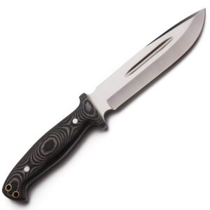 Handmade D2 Tool Steel Hunting Survival Knife with Micarta Handle, Leather Sheath, and Sharpening Stone - GCS102