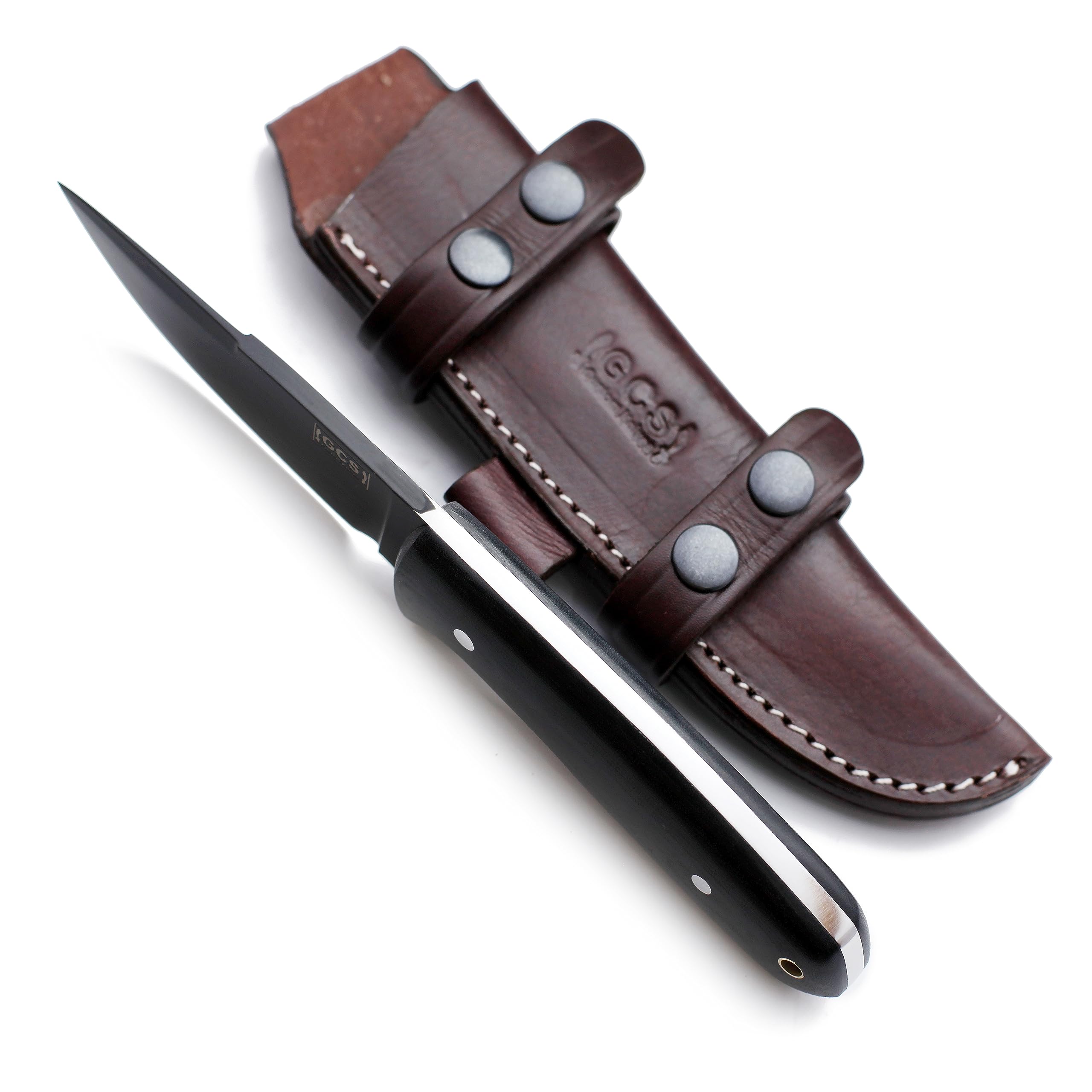 GCS Handmade Micarta Handle D2 Tool Steel Tactical Hunting Knife with leather sheath Full tang blade designed for Hunting & EDC GCS 105