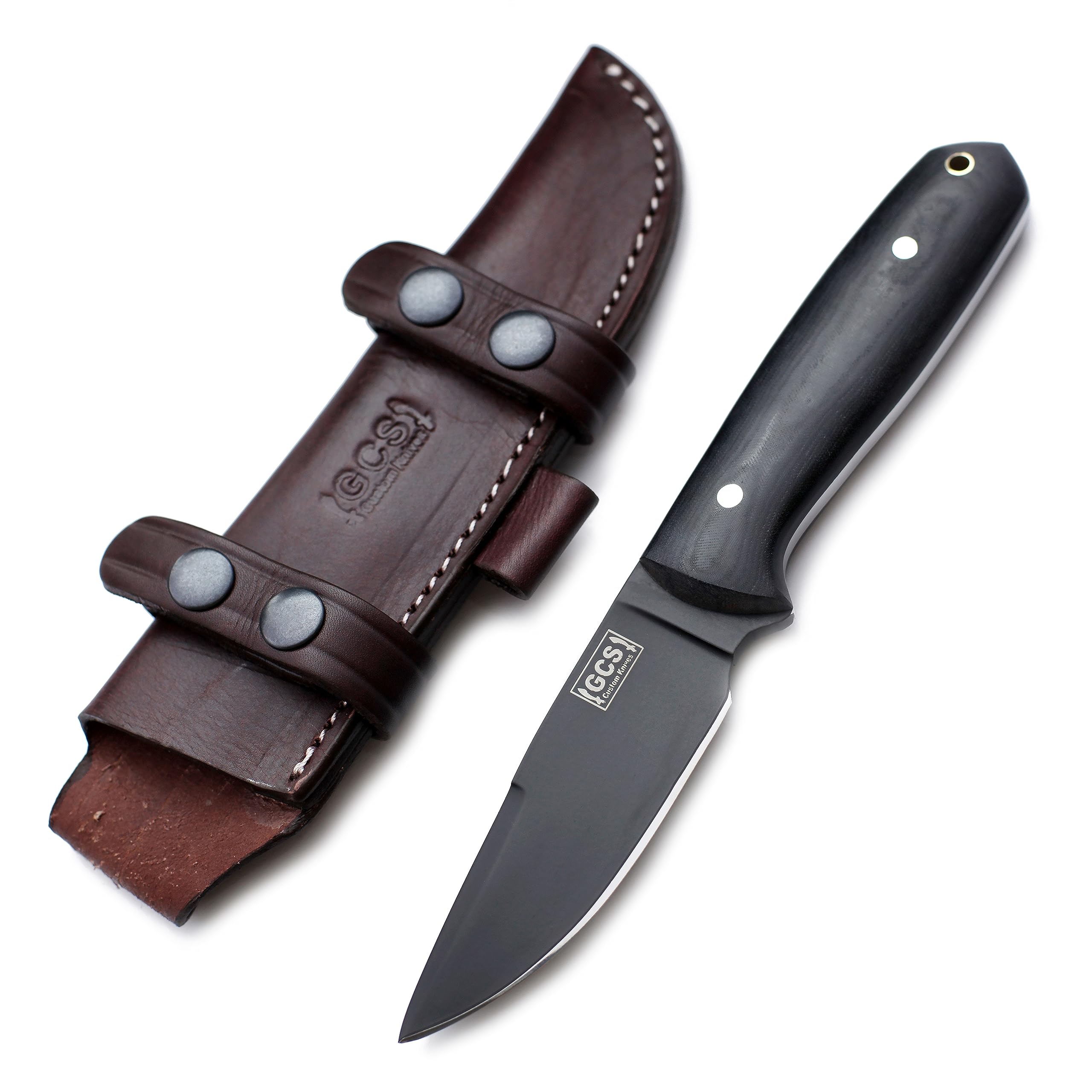 GCS Handmade Micarta Handle D2 Tool Steel Tactical Hunting Knife with leather sheath Full tang blade designed for Hunting & EDC GCS 105