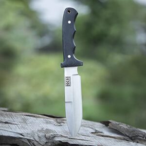 GCS Handmade Bushcraft Survival Knife - Tactical, Hunting, Camping with Grippy Micarta Handle, D2 Tool Steel, Leather Sheath; Left Hand Cross Draw & Right Hand Scout Carry - GCS115