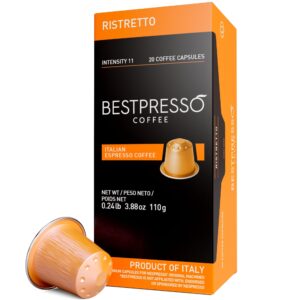 bestpresso coffee for nespresso original machine 120 pods genuine espresso ristretto blend(high intensity), pods compatible with nespresso original