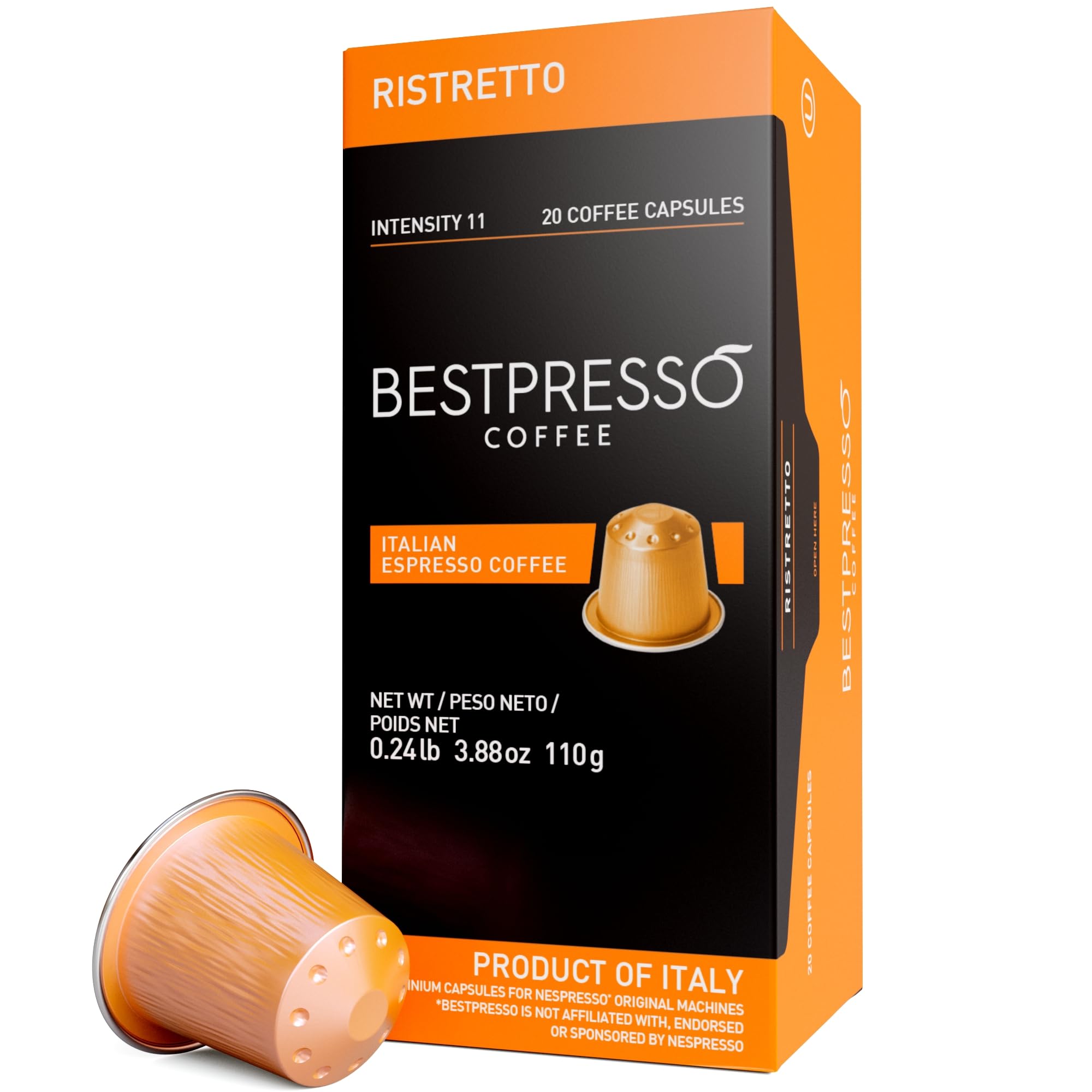 Bestpresso Coffee for Nespresso Original Machine 120 pods Genuine Espresso Ristretto Blend(High Intensity), Pods Compatible with Nespresso Original