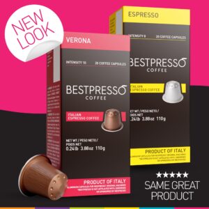 Bestpresso Coffee for Nespresso Original Machine 120 pods Genuine Espresso Ristretto Blend(High Intensity), Pods Compatible with Nespresso Original