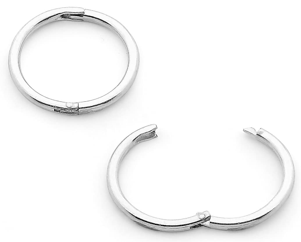 365 SLEEPERS Sterling Silver Unisex Hinged Hoop Nose Helix Tragus Lip Ring Sleeper Earrings - Hand Made In Australia - Nickel Free Hypoallergenic - 8mm - 10mm - 12mm