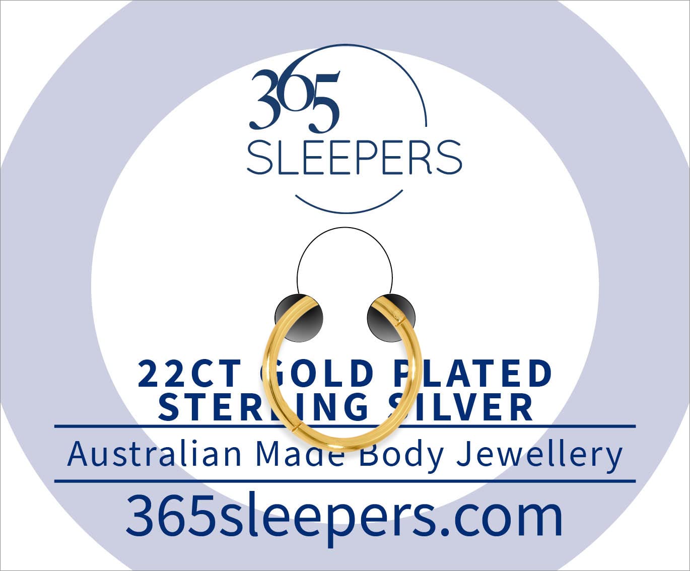 365 SLEEPERS Gold Plated Sterling Silver Hinged Hoop Unisex Nose Segment Ring Sleeper Earrings Australian Made Nickel Free Hypoallergenic 8mm - 14mm